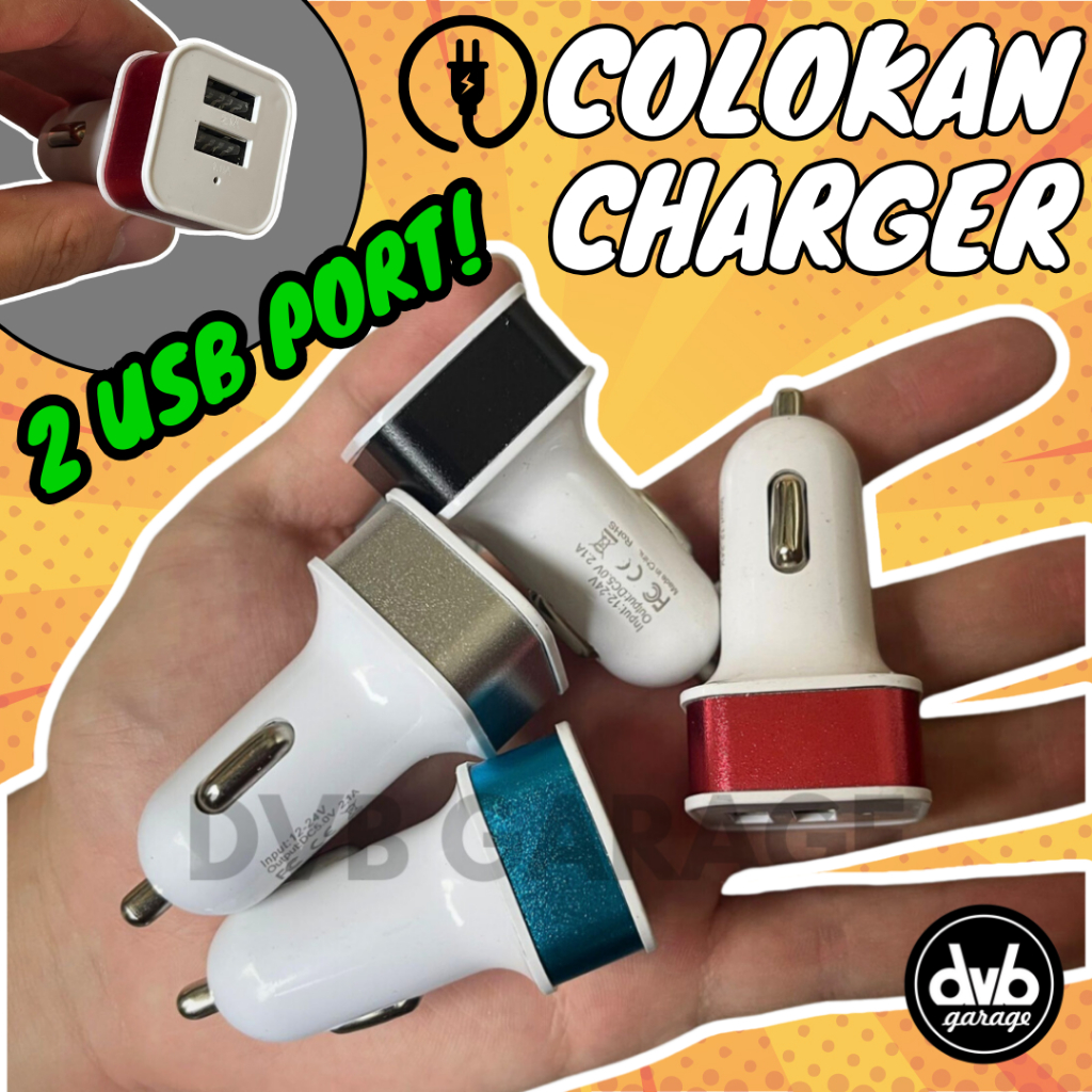 Jual COLOKAN CHARGER MOBIL 2 PORT USB ADAPTOR 2.1A 1.0A CASAN 2 IN 1 ...