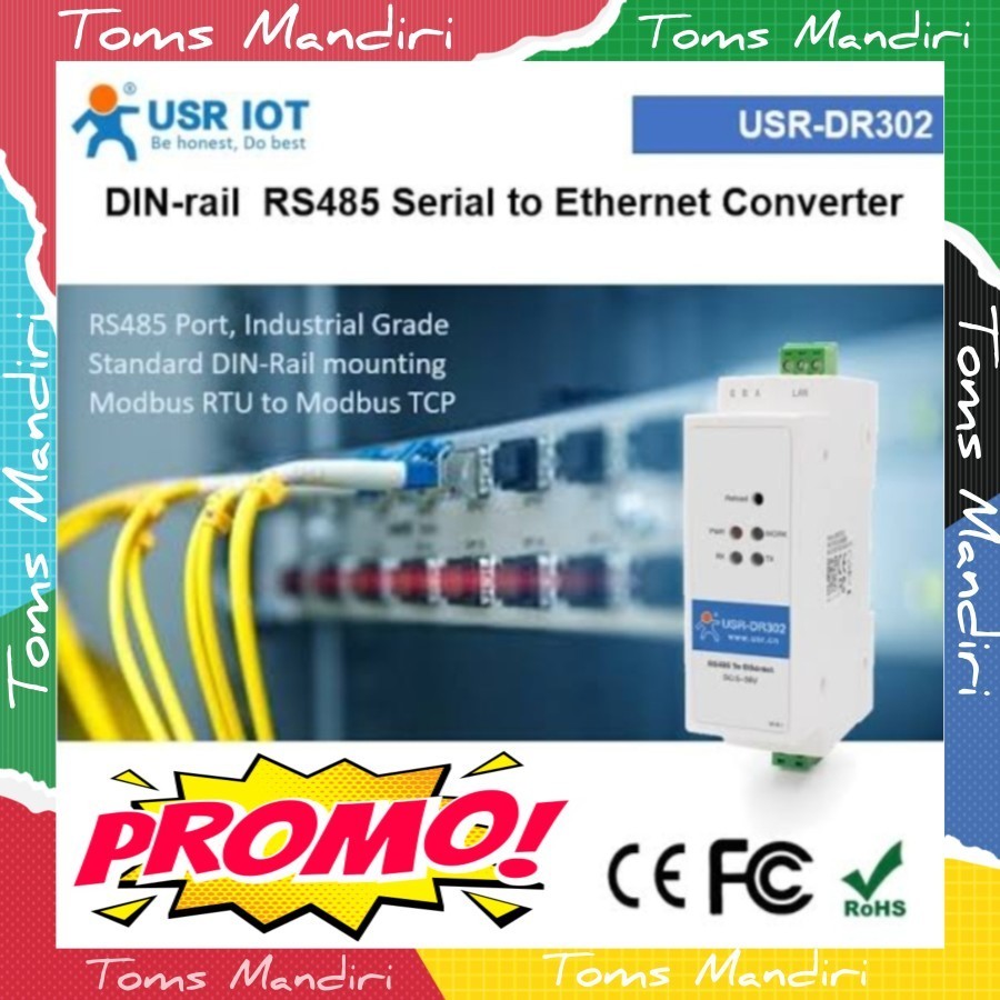 Jual DIN RAIL RS485 TO Ethernet Converter Modbus Gateway USR-DR302 ...