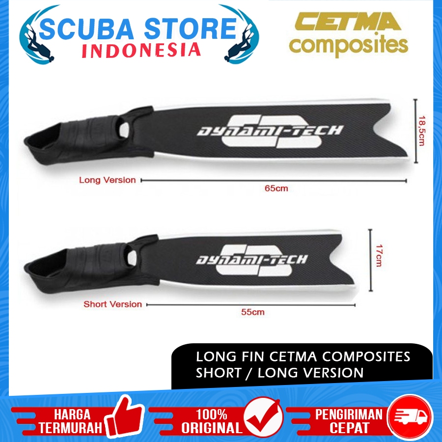 Jual Long Fin Cetma Dynamitech Carbon Freediving Short Fins Bi-Fins Competition Spearfishing ...