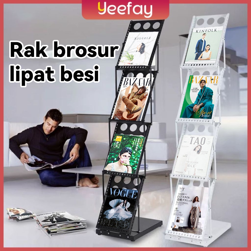 Jual Rak Brosur / Rak Display / Rak Majalah 4 Susun Lipat Besi 4 Susun ...