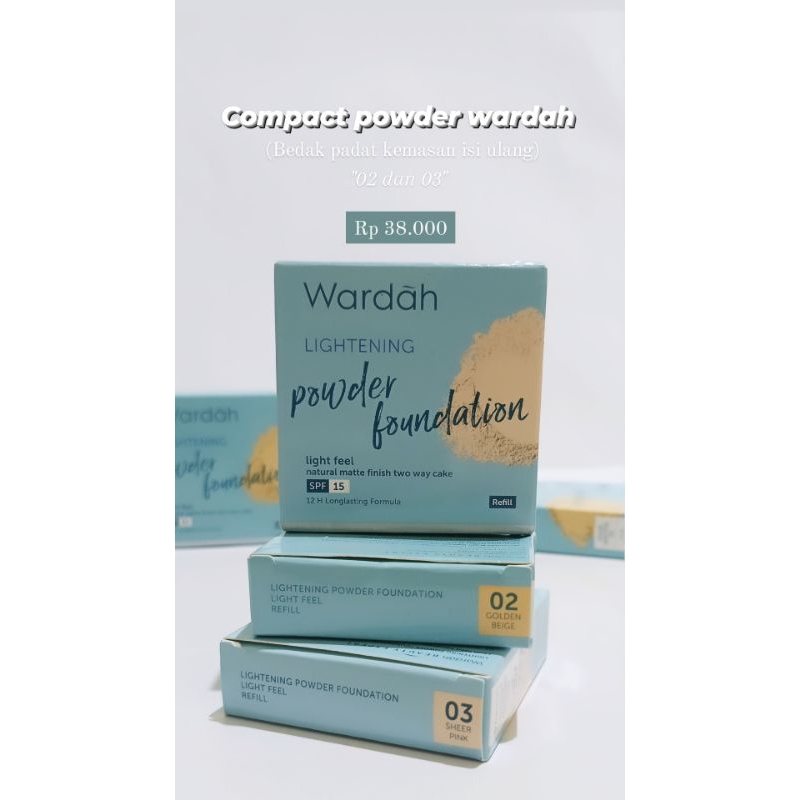 Jual WARDAH powder foundation kemasan refill (compact powder / bedak ...