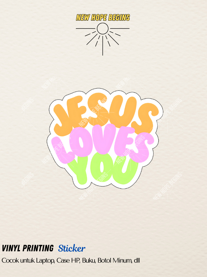 Jual STIKER ROHANI ALKITAB JESUS LOVES YOU / VINYL WATERPROOF ANTI AIR ...