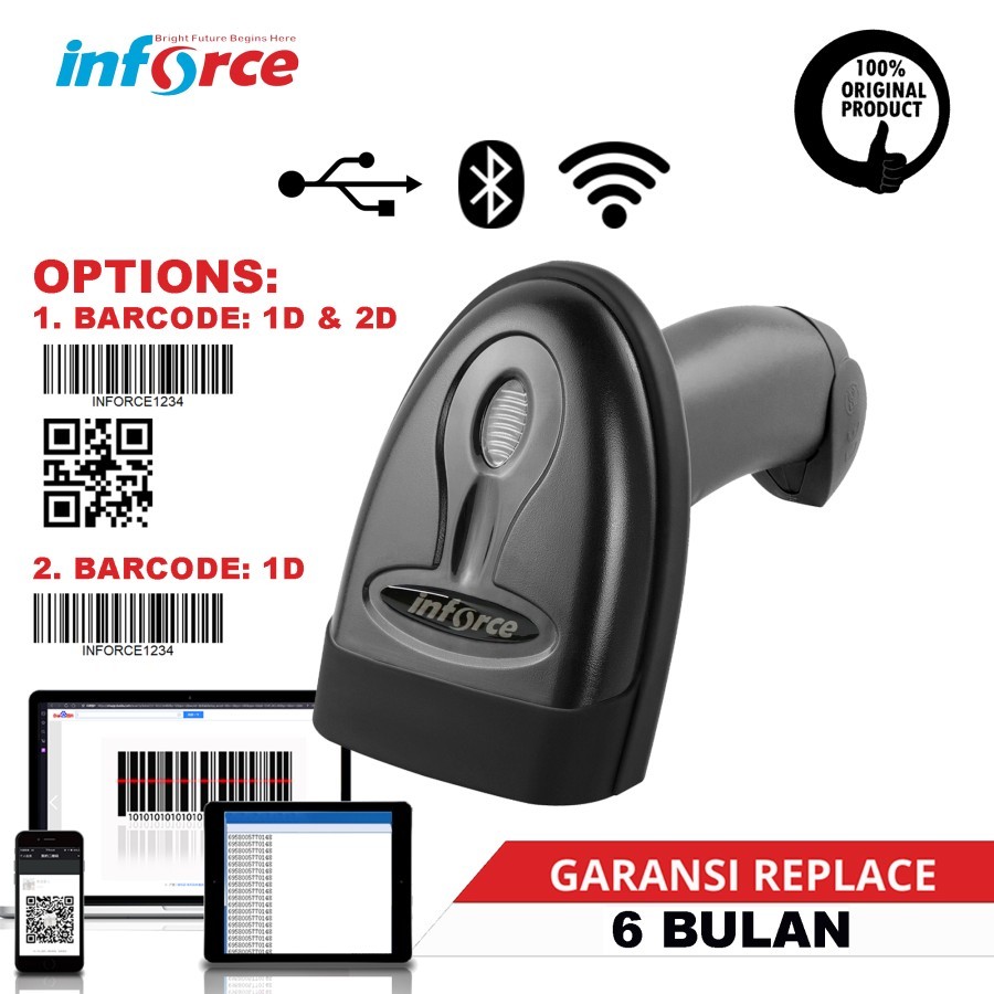 Jual INFORCE WIRELESS BLUETOOTH USB BARCODE SCANNER T88 E-FAKTUR 1D/2D - 1D & 2D | Shopee Indonesia