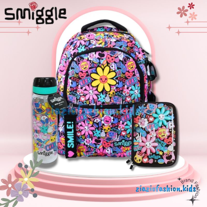 Jual SMIGGLE SET BACKPACK TAS SMIGGLE LARGE BUNGA SMILE | Shopee Indonesia