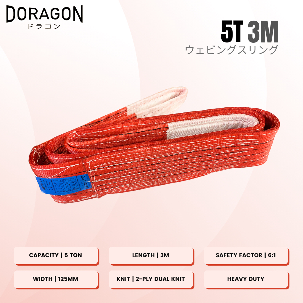 Jual DORAGON Webbing Sling Belt 5 Ton 3 Meter Webing Tali Sabuk Web ...