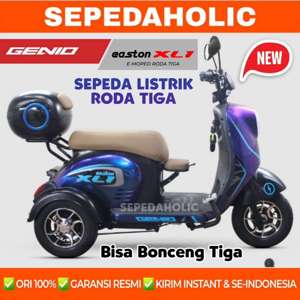 Jual Sepeda Listrik Roda GENIO EASTON XL1 BY UNITED 500 Watt Bisa Bonceng Tiga | Shopee Indonesia
