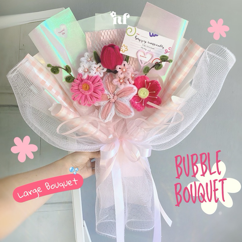 Jual Bubble Bouquet | Pipe Cleaner Bouquet| Buket Bunga Kawat Bulu ...