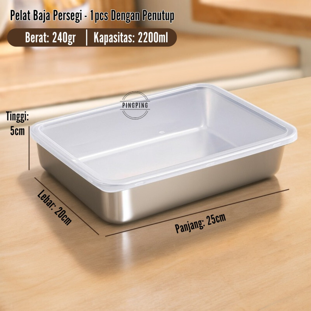 Jual Kotak penyimpanan makanan stainless steel 304 dengan penutup ...