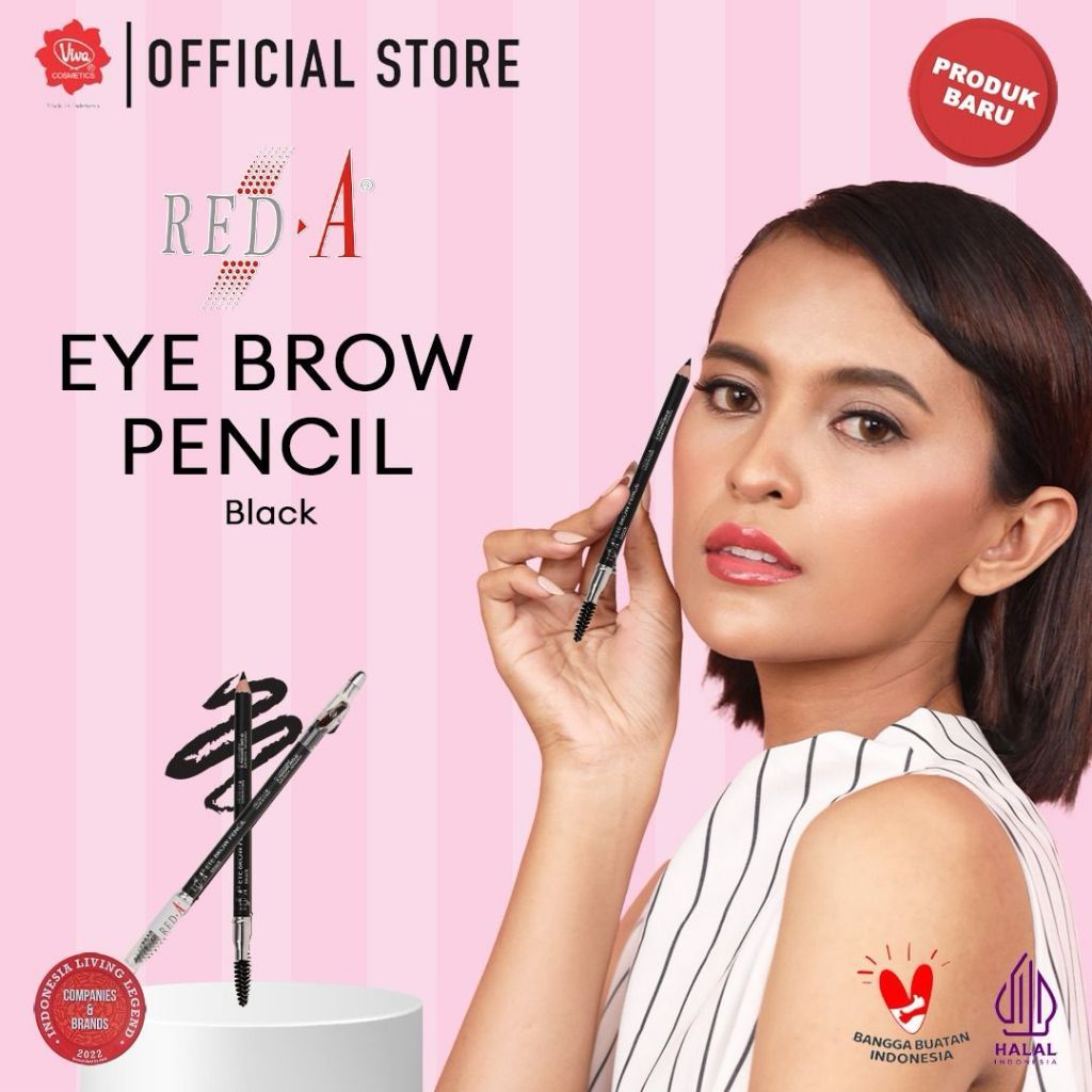Jual RedA 3-in1 Eye Brow Pencil with Spoolie & Sharpener WATERPROOF ...