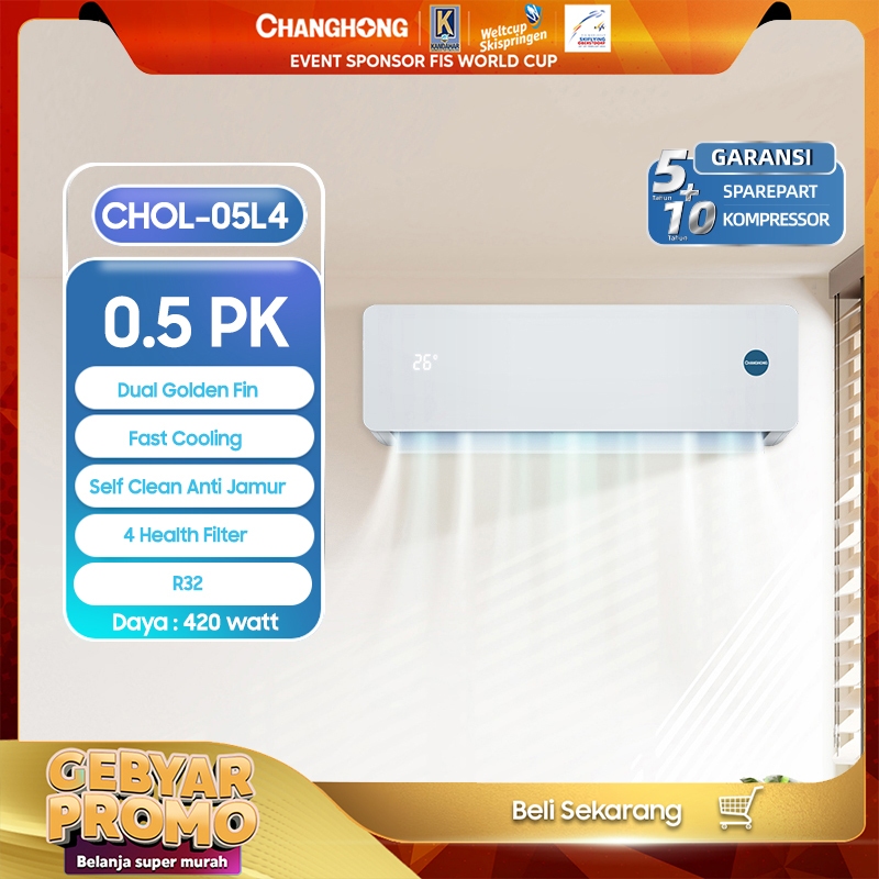 Jual CHANGHONG AC 1/2 PK STANDARD CHOL-05L4 [INDOOR + OUTDOOR UNIT ONLY ...