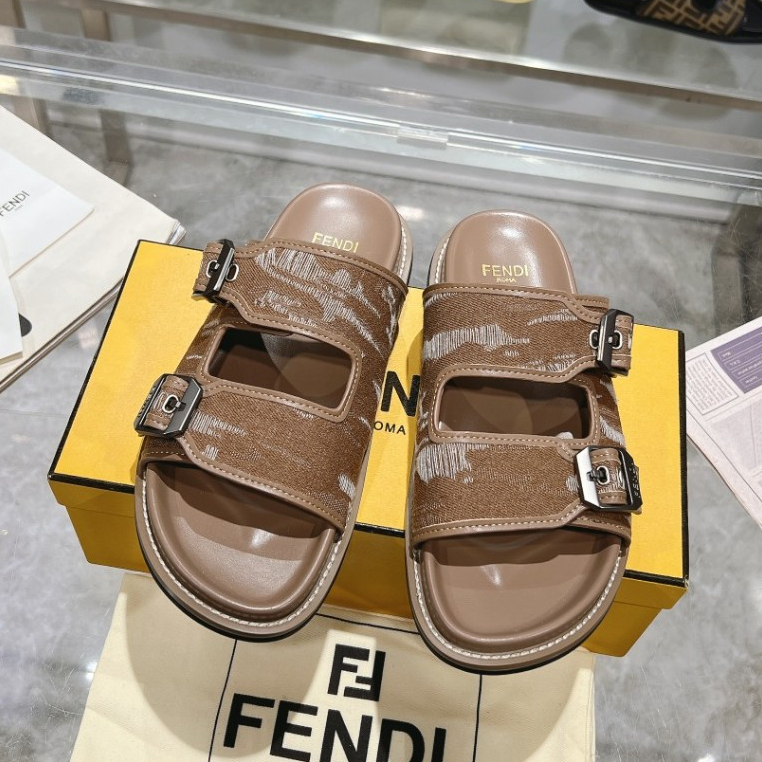 Jual FENDI 2024's latest classic two-strap flat slippers | Shopee Indonesia