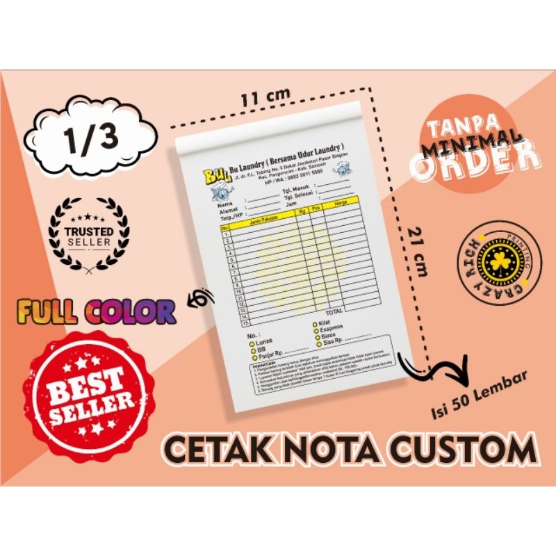 Jual NOTA BON / FAKTUR CUSTOM 1/3 Folio | Shopee Indonesia
