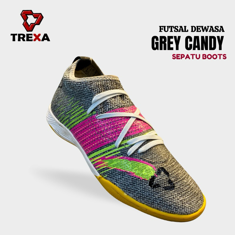 Jual TREXA - GREY CANDY - Sepatu futsal booth local brand indonesia ...