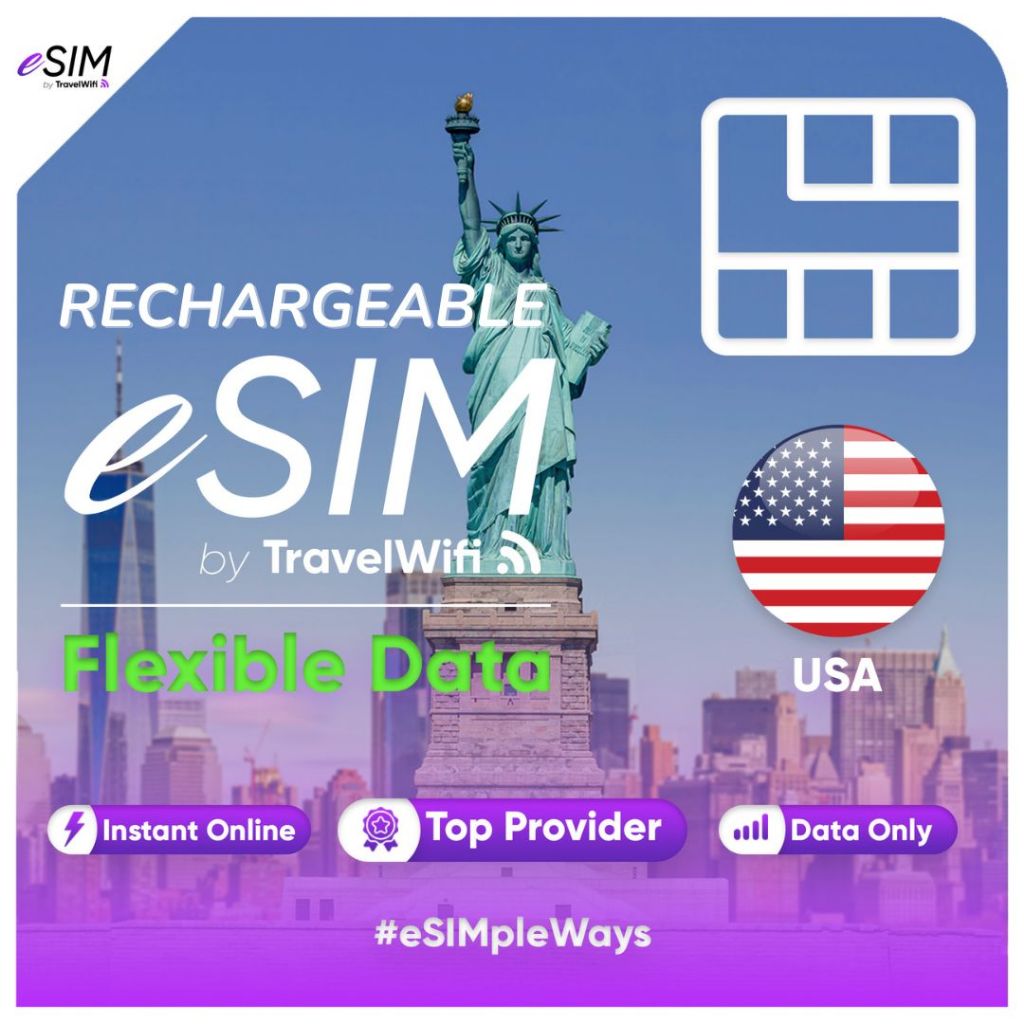 Jual RECHARGEABLE eSIM USA Flexible Data | USA Travel eSIM Card | eSIM USA | eSIM by TravelWifi ...