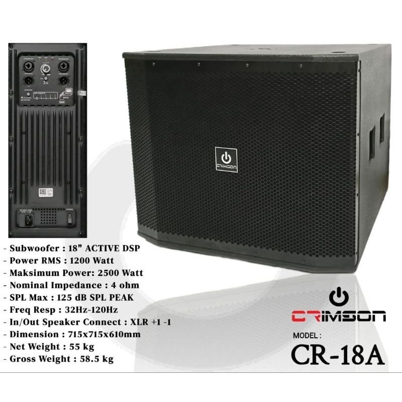Jual speaker aktif subwoofer 18 inch original crimson cr 18A subwoofer ...