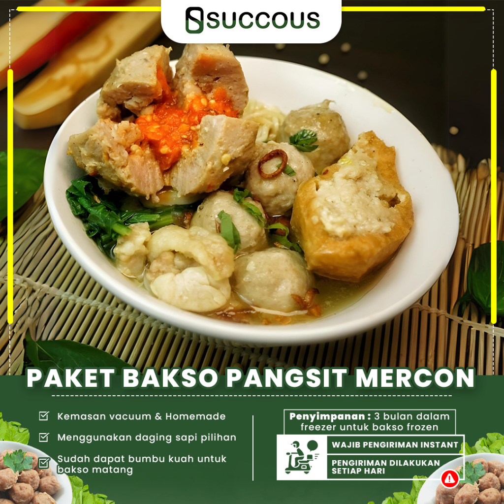 Jual Bakso Sapi Mercon Succous Paket Komplit Baso Pangsit Frozen Food ...