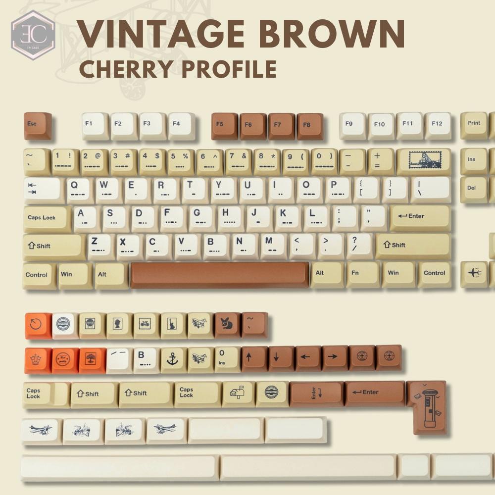 Jual Keycaps Keycap Keypad PBT Cherry Profile Vintage Brown Retro Stamp ...