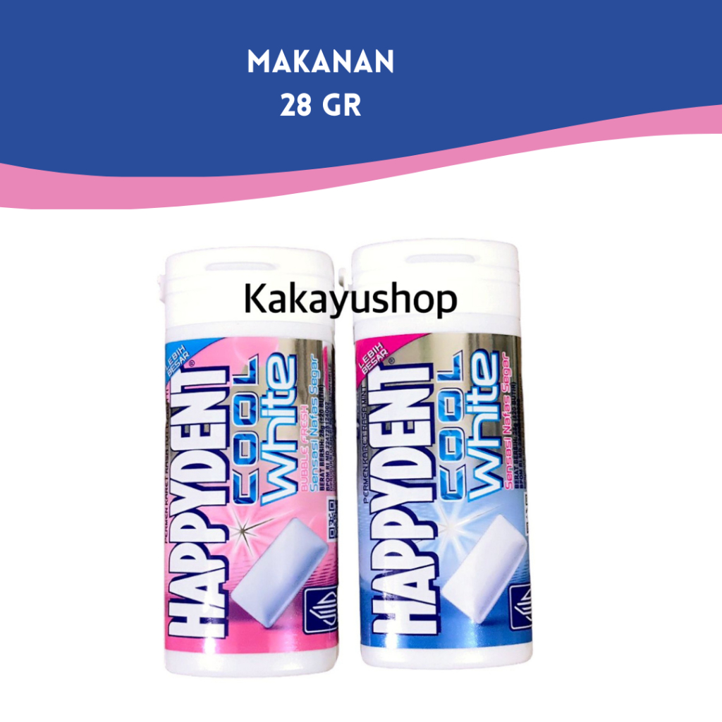 Jual HAPPYDENT Cool White Botol Permen Karet 28gr - Makanan | Shopee ...