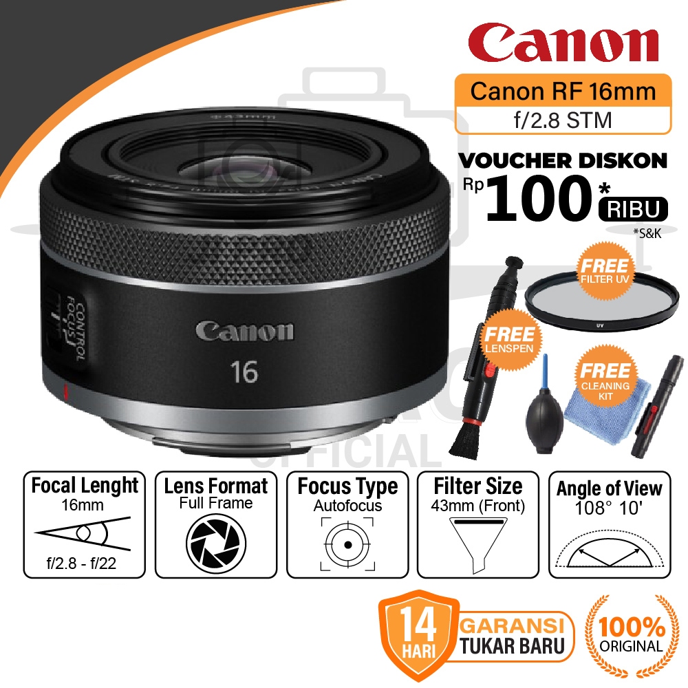 Jual Canon RF 16mm f2.8 STM Lens Original Lensa Fullframe EOS RP - EOS ...