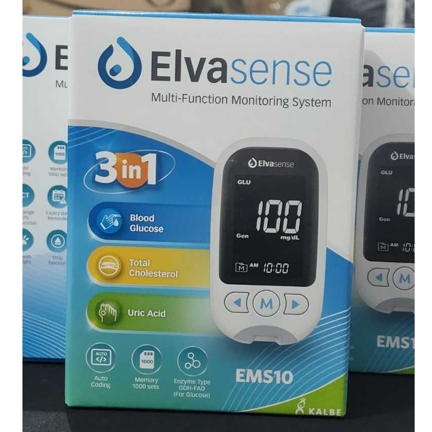 Jual ALAT CEK DARAH 3 IN 1 ELVASENSE (GULA DARAH, KOLESTEROL, ASAM URAT ...