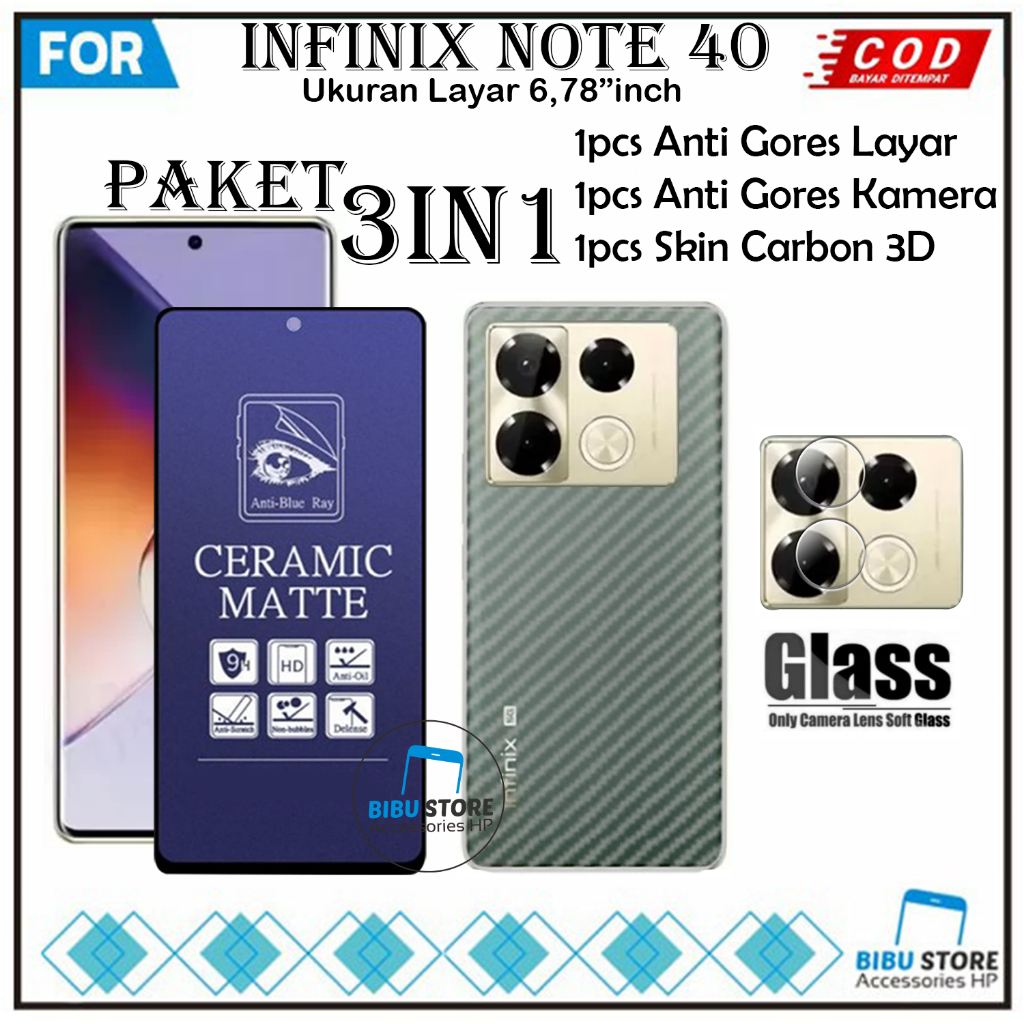 Jual Promo Paket 3in1 Infinix Note 40 50 Pro Anti Gores Kaca Full Cover ...