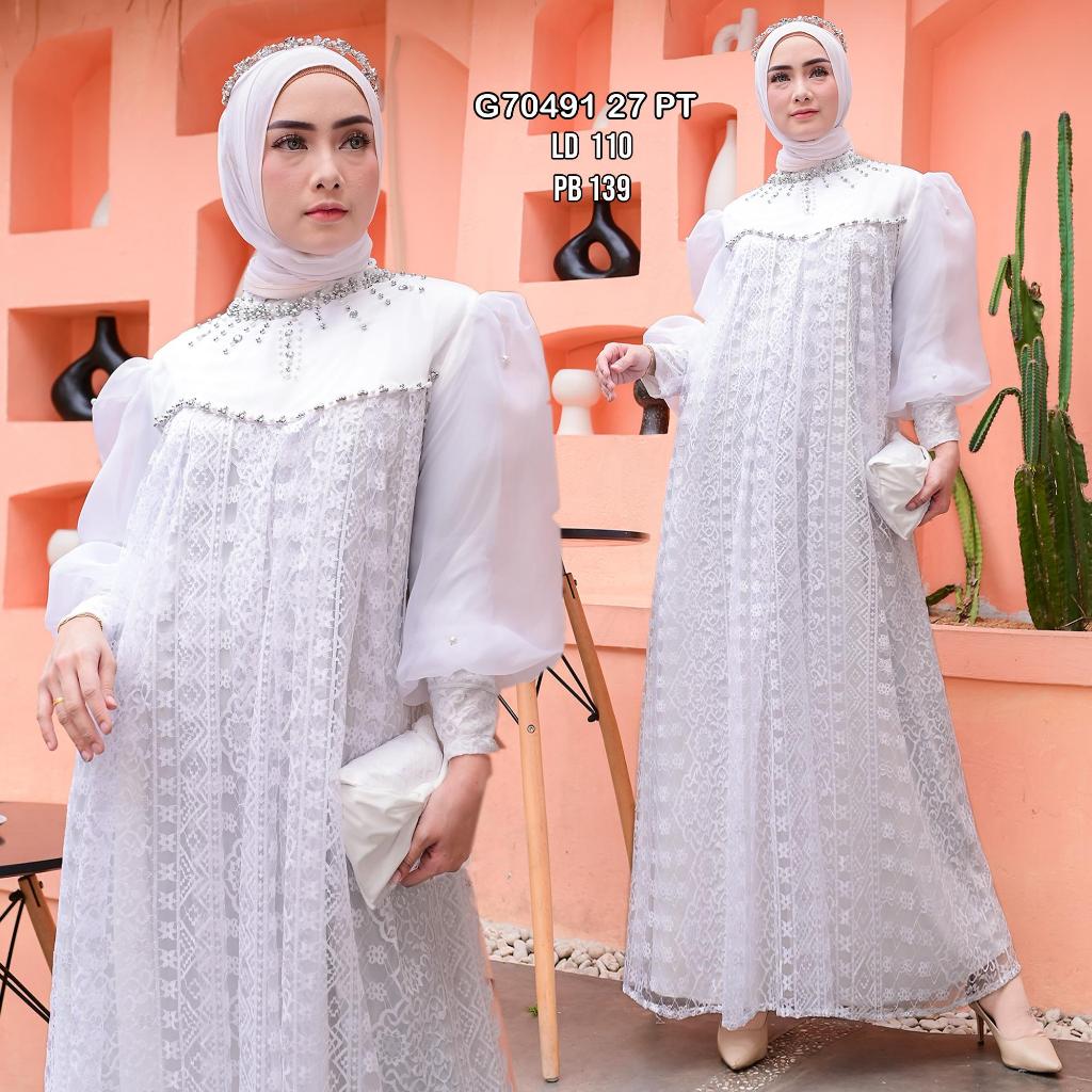 Jual Gamis Brukat Kombi Organza Mutiara 70491 Baju Muslim Mewah Vima ...