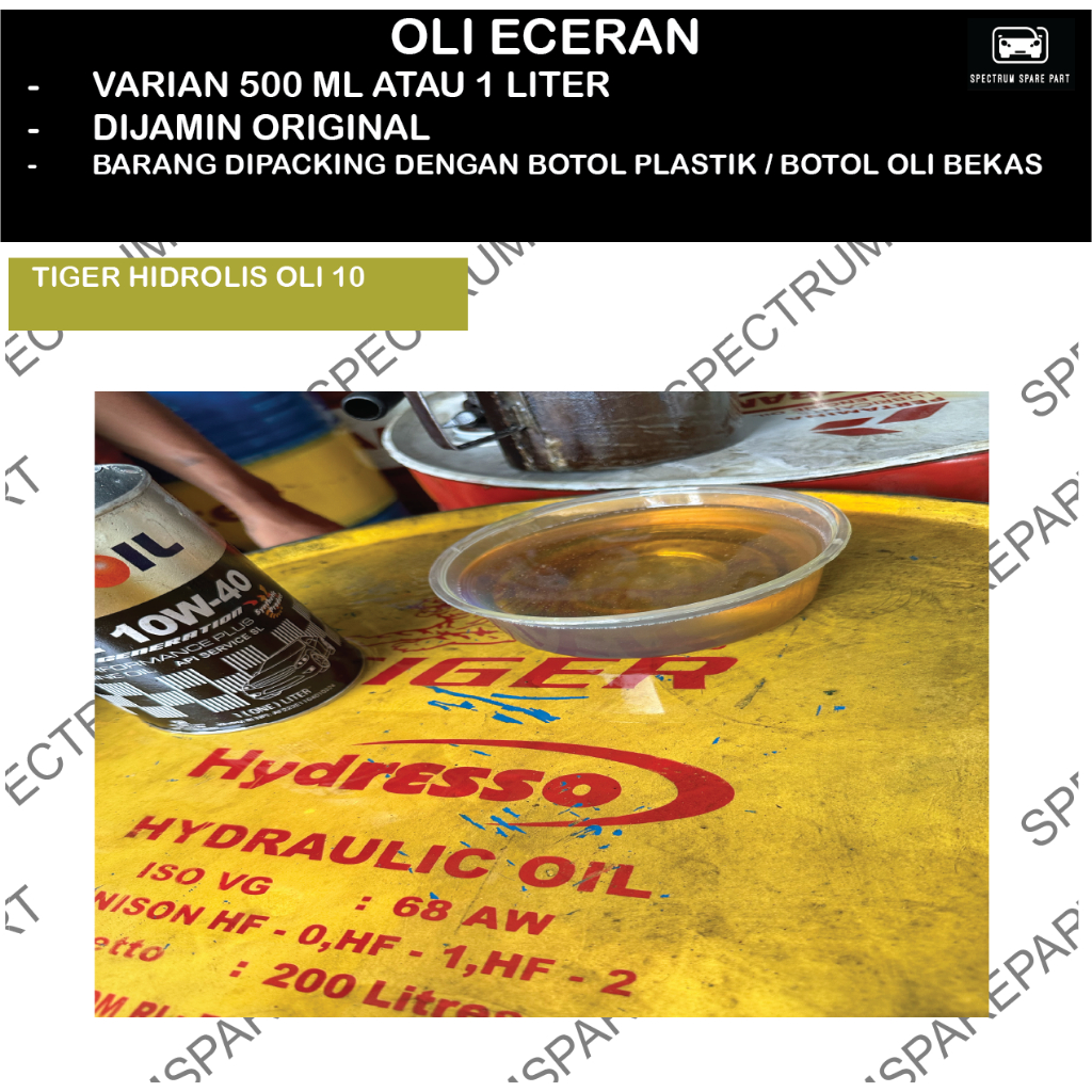 Jual ECERAN LITERAN OLI 10 HIDROLIS HYDRAULIC OIL TIGER MURAH REPACK ...