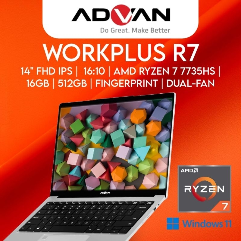 Jual Advan Workplus Ryzen 7 Lapto Advan Workplus AMD Ryzen 7 7735HS Ram ...