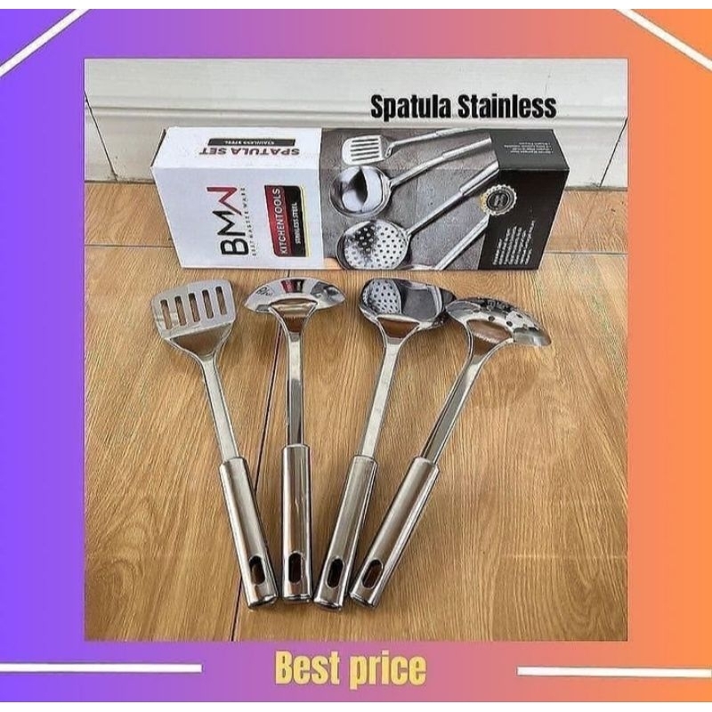 Jual SPATULA SET STAINLESS STEEL 4in1 MERK BMW | Shopee Indonesia