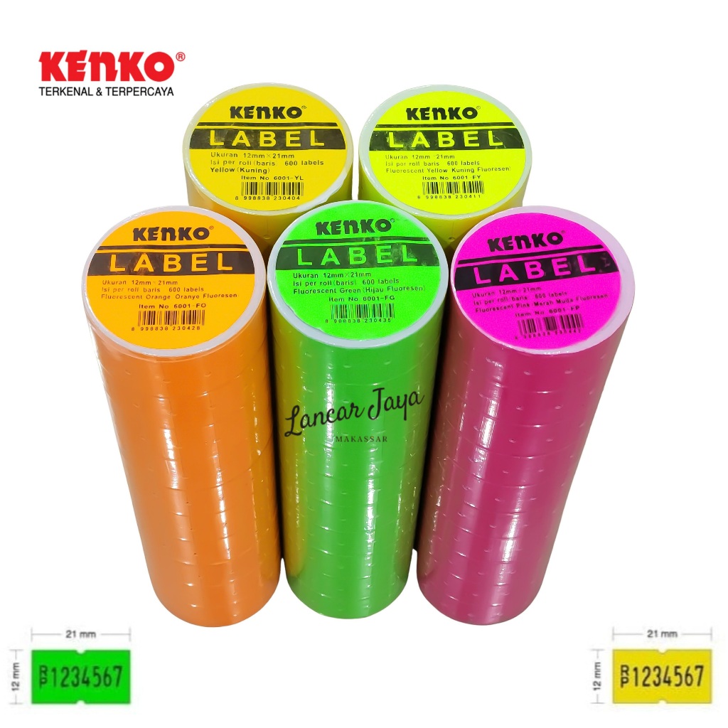 Jual 1 PAK / 10 Pcs Price Label / Label Harga Kenko 1 Baris Warna 6001 ...