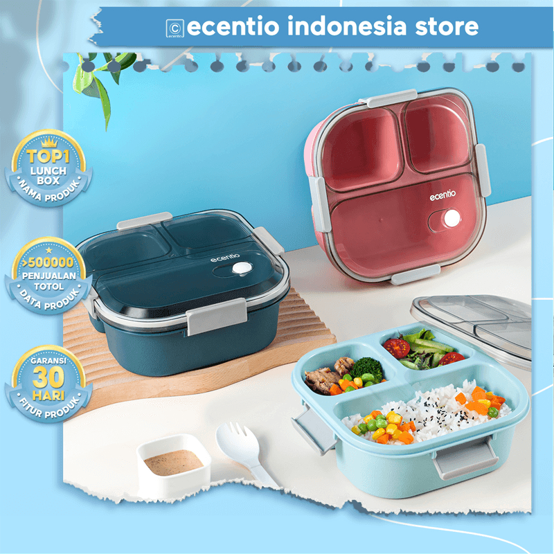 Jual ecentio Kotak Makan 3 Grid lunch box/disegel Kotak/Anti bocor ...