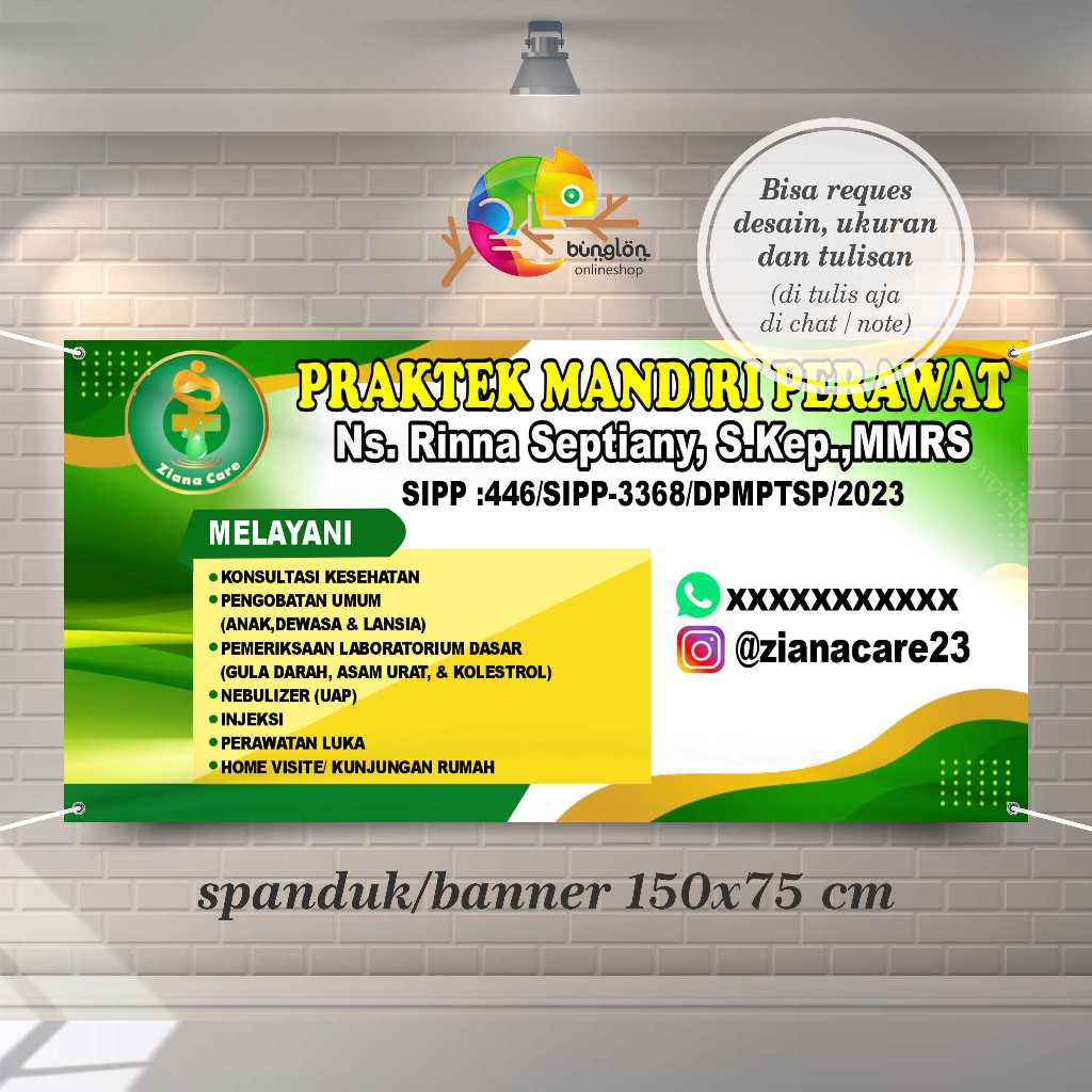 Jual Spanduk Banner Praktek Mandiri Perawat Free Custom Desain | Shopee ...