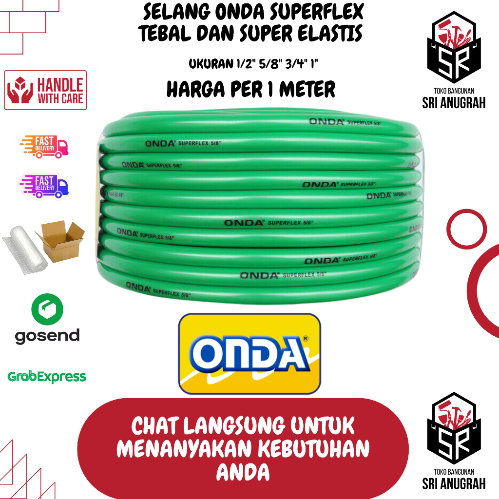 Jual Selang ONDA SUPERFLEX 1/2" 5/8" 3/4" 1" @1METER Tebal Anti Getas ...