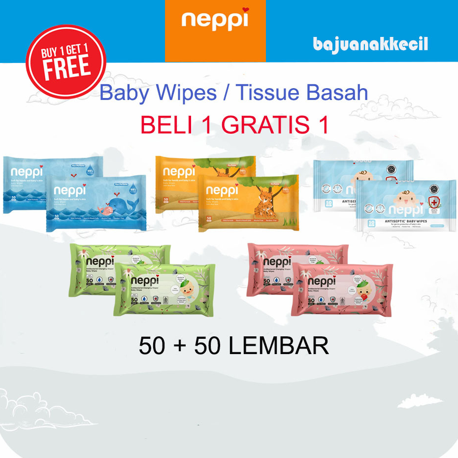 Jual Neppi Baby Wipes Tissue Basah Bayi Tisu Non Parfum 50s Buy 1 Get 1 ...