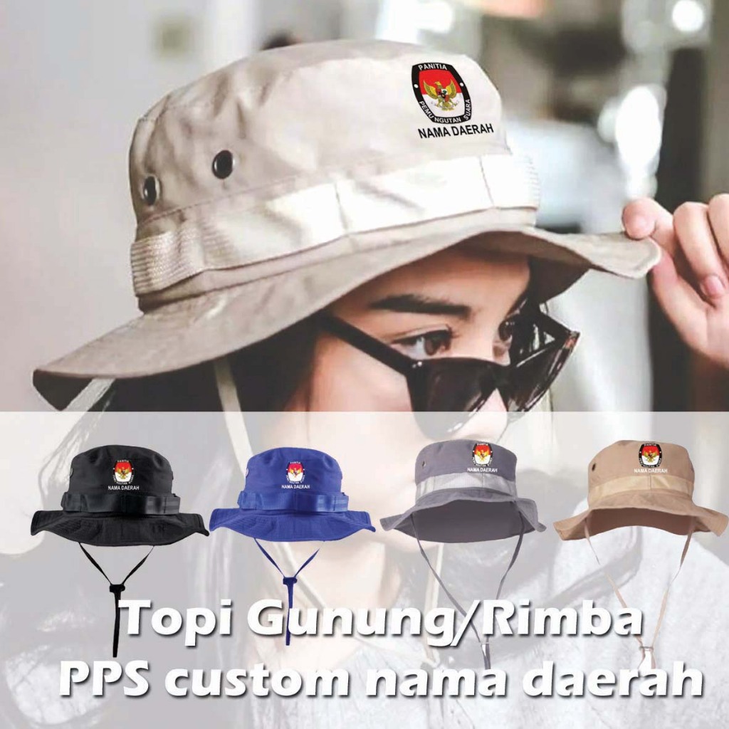 Jual Topi rimba topi gunung custom nama daerah, Bawaslu,KPU, PPS, PPK ...