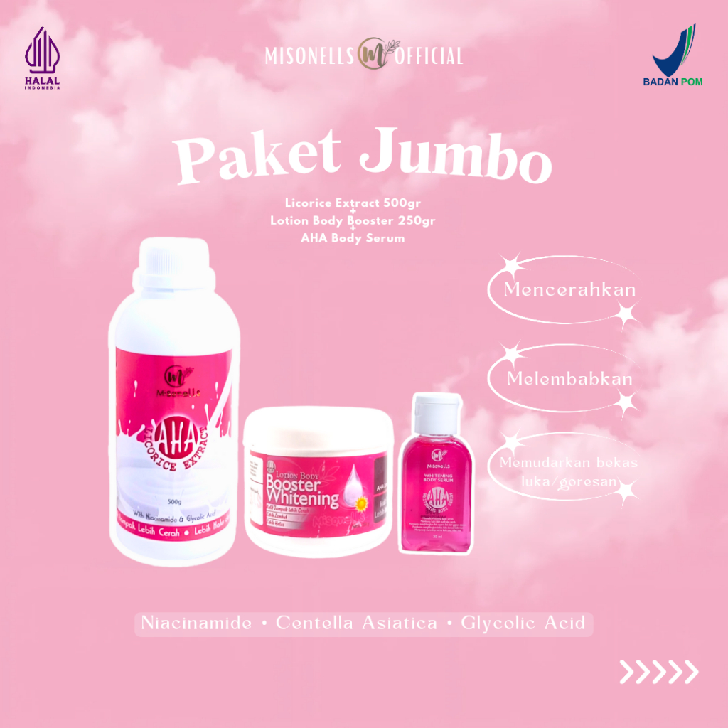 Jual Paket Bundling JUMBO (Bleaching 500gr + AHA body Serum + Body ...