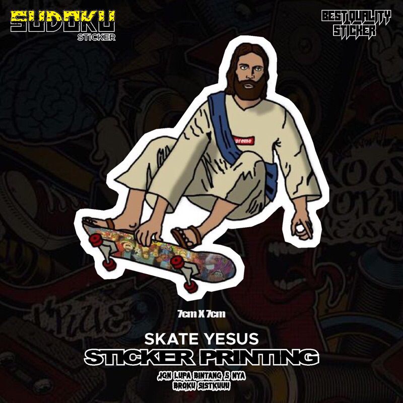 Jual STICKER STIKER PRINTING SKATEBOARD YESUS KEREN SUPREM |STICKER ...