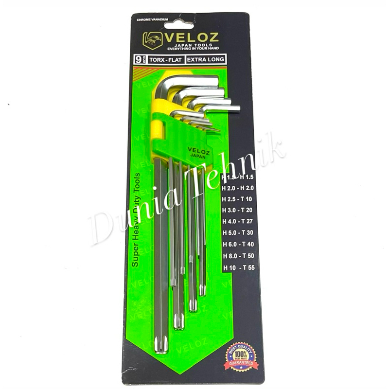 Jual VELOZ Kunci L Set Kombinasi 9 pcs Kunci L Bintang Combination Hex ...