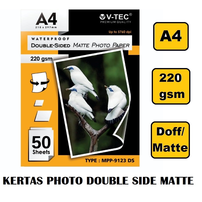 Jual PHOTO PAPER DOUBLE SIDE MATTE 220gsm INKJET PAPER A4 / MATTE PHOTO ...