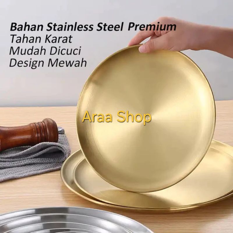 Jual Piring Makan Gold Premium Stainless Steel SUS 304 / Piring Emas ...
