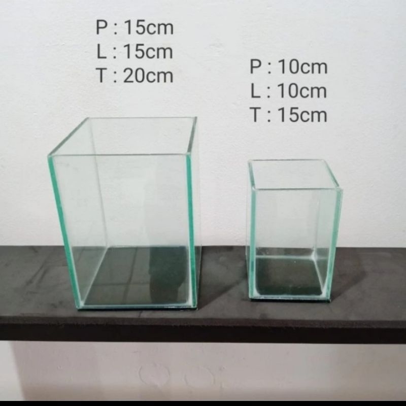 Jual akuarium soliter cupang Guppy chana ukuran 15x15x20 aquarium kaca ...
