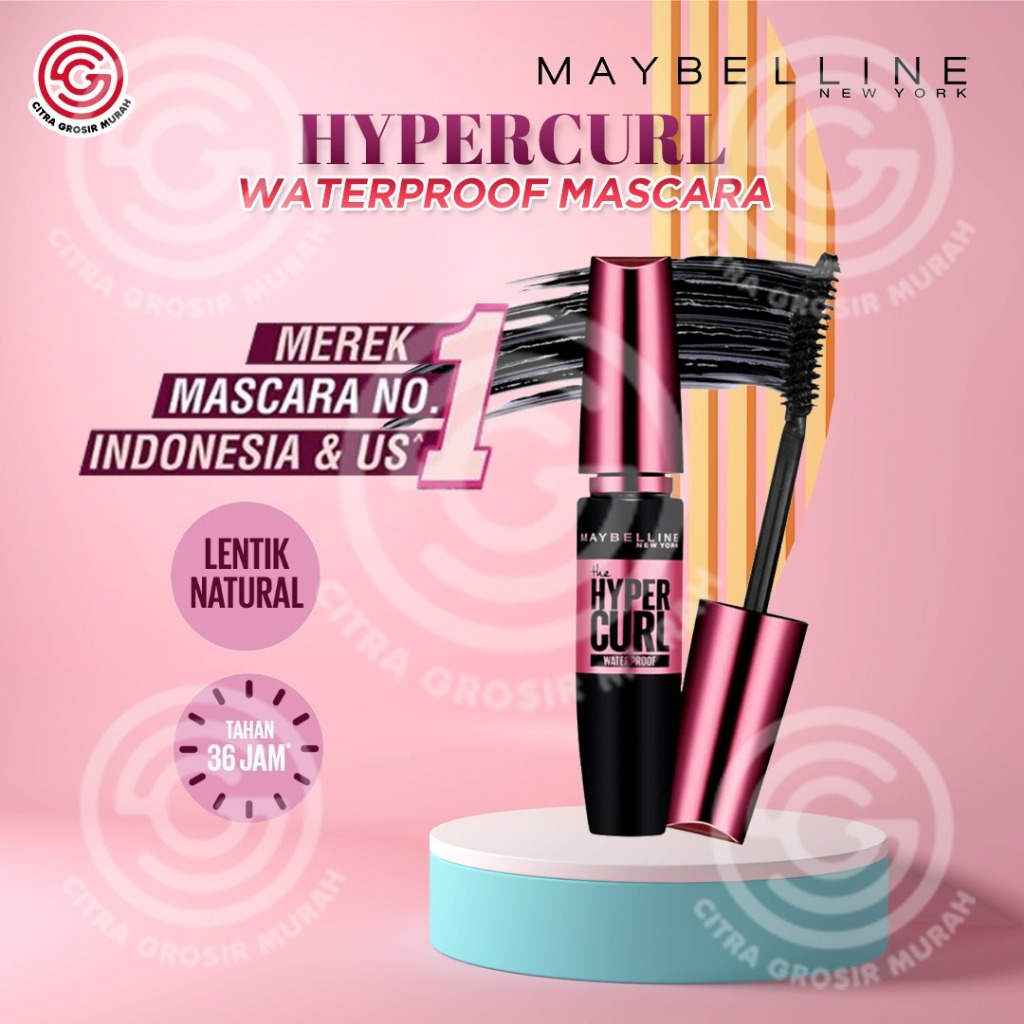 Jual Maybelline HYPERCURL Mascara Volum Express Waterproof || HyperCurl ...