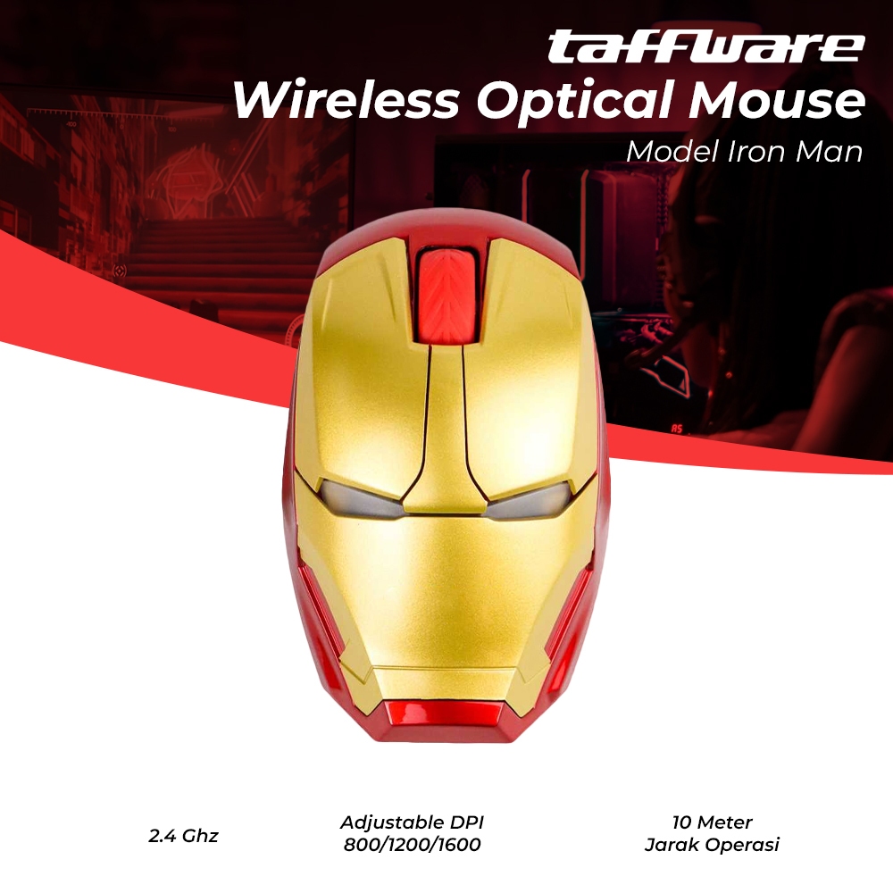 Jual Mouse Wireless Iron Man 2.4GHz 1600DPI Silent Click LED - M8 ...