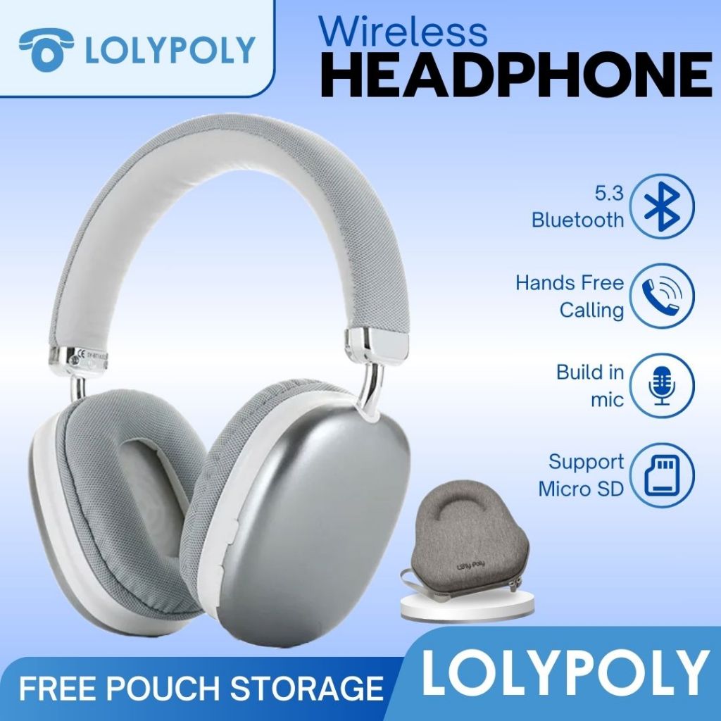 Jual Lolypoly Headphone Wireless Bluetooth With Bass Quality Free Pouch ...
