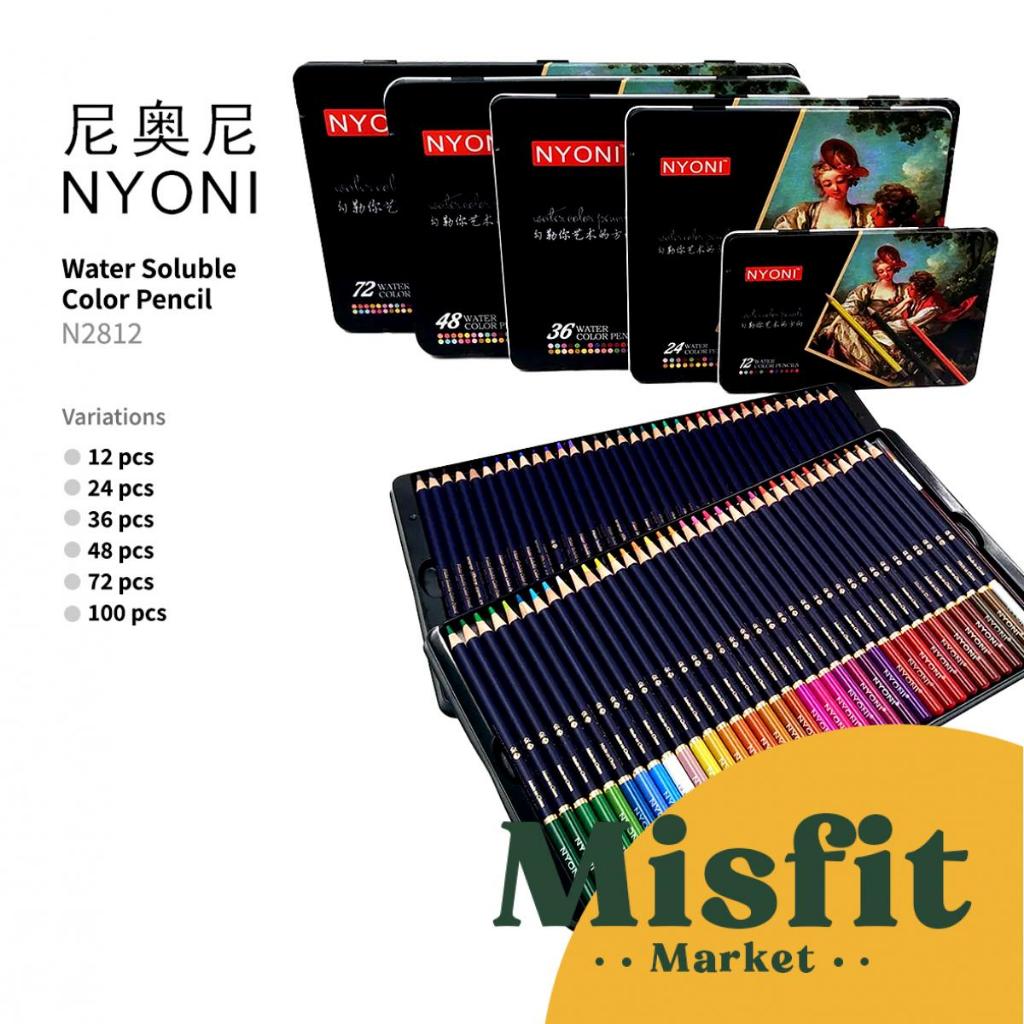 Jual NYONI Water Soluble Color Pencil Set 12/24/36/48/72/100 Pensil ...