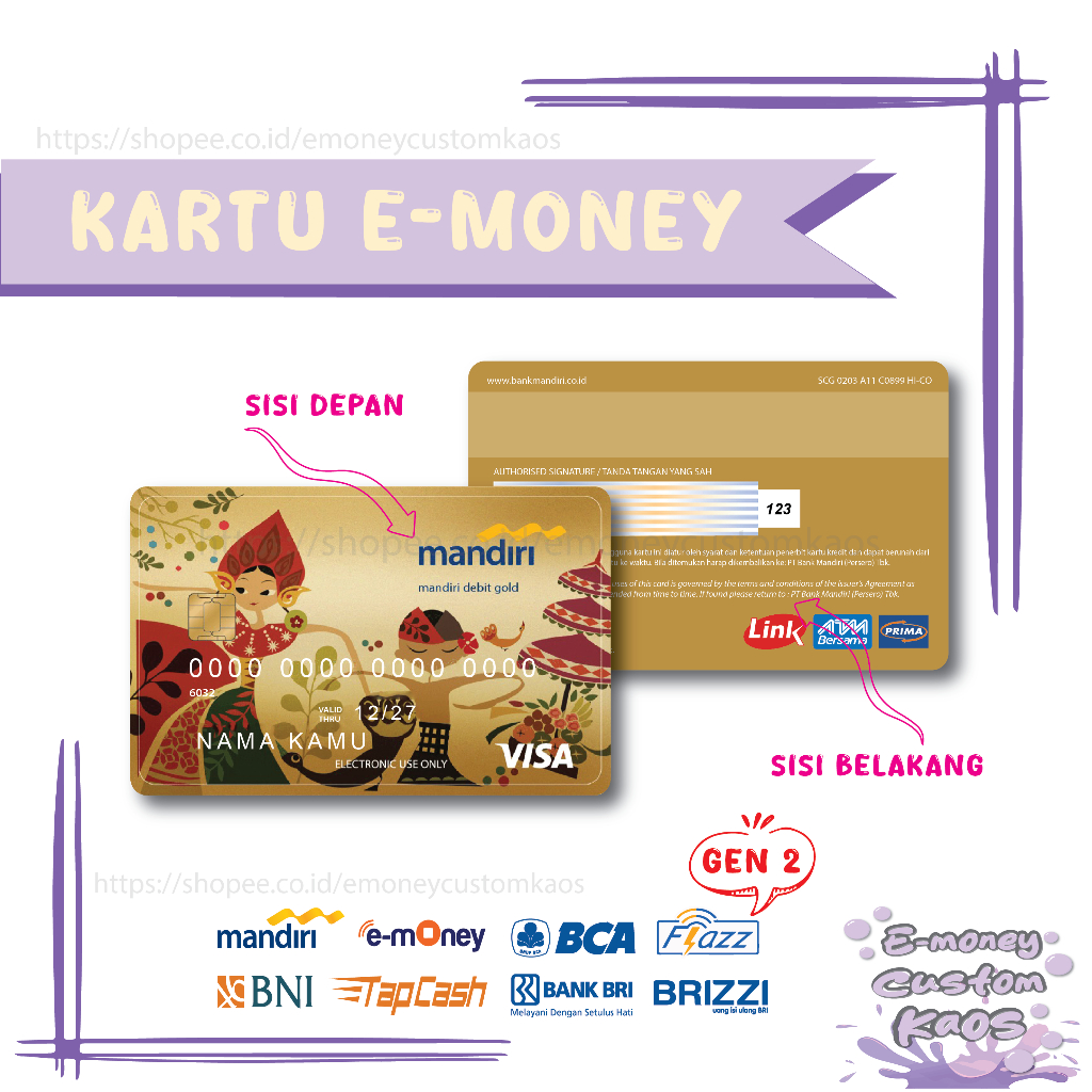 Jual KARTU EMONEY CREDIT DEBIT CARD WAYANG E MONEY ETOLL MANDIRI FLAZZ BCA GEN 2 BNI TAPCASH ...