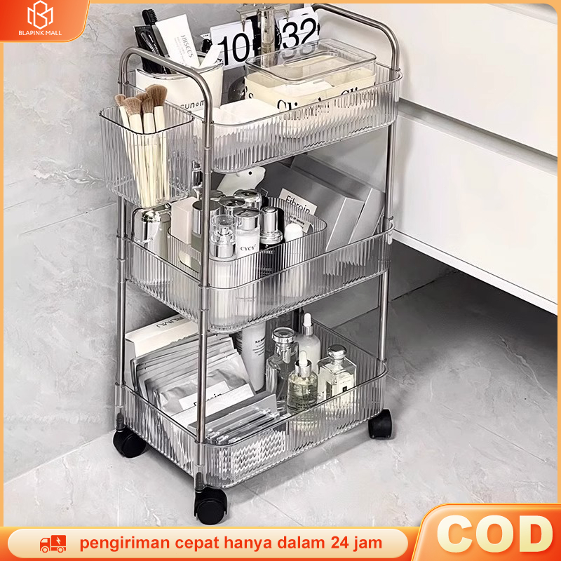 Jual Rak Troli Dapur Susun Roda Rak Troli Transparan Rak Troli Kamar ...