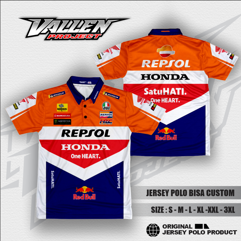 Jual Jersey Jersi Polo Kancing Honda Repsol Racing Moto GP / Baju ...