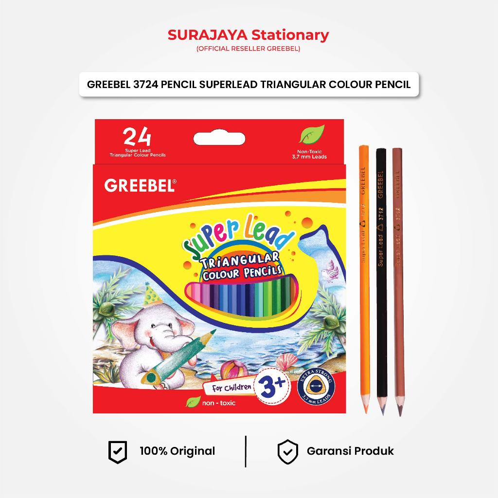 Jual Pensil Warna Greebel 24 Warna Pencil Super Lead Triangular (3724 ...