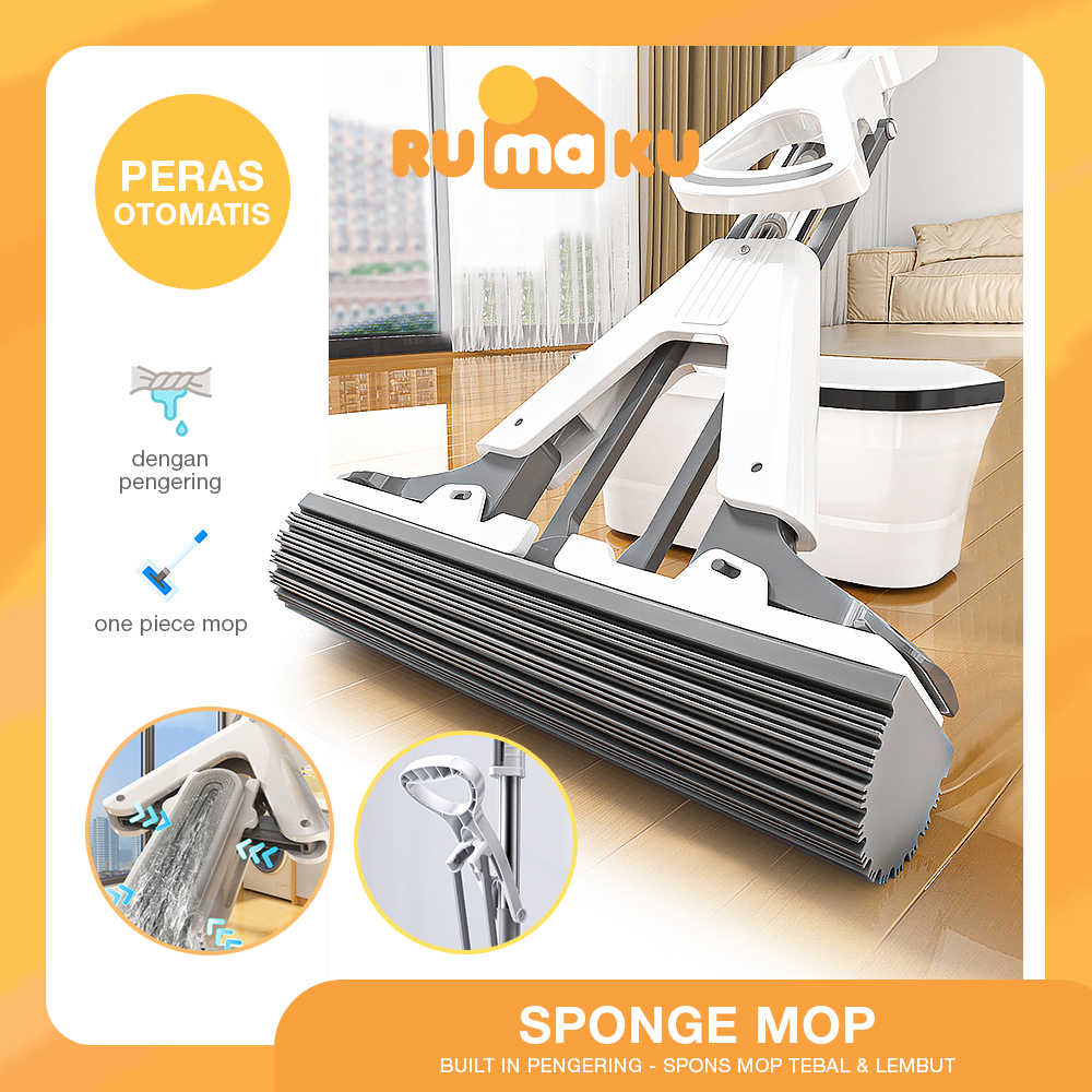 Jual Rumaku Alat Pel Lantai Karet Spons Ultra Mop Spongy Tarik Peras Otomatis | Shopee Indonesia
